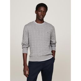 Tommy Hilfiger Herren Strickpullover &raquo;CLASSIC CABLE CREW NECK mit Strukturstrick und Flaglabel&laquo; unifarben, casual, regular fit, Baumwolle, Rundhals 