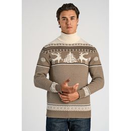 LINDBERGH Weihnachtspullover, mit Intarsien Muster braun L L Pullover von LINDBERGH
