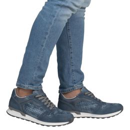 Rieker Herren Sneaker , Schn&uuml;rschuh, Halbschuh mit luftdurchl&auml;ssiger Perforation blau 45