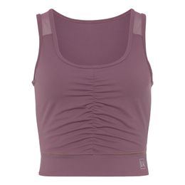 active by Lascana LASCANA ACTIVE Crop-Top mit Raffung und Mesheinsätze lila XS (32/34) XS (32/34) Funktion Cropped Top