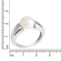 ZEEme Damen Fingerring &raquo;Silber 925 rhodiniert mit einer wei&szlig;en Perle 10-10,5mm&laquo; wei&szlig;