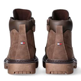 Tommy Hilfiger Jungen Schn&uuml;rboots Chunky Boots, Winterboots mit Blockabsatz braun 36