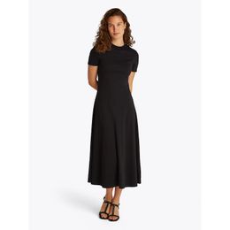 Tommy Hilfiger Midikleid »MODERN F&F MIDI DRESS« mit Logostickerei, mit Teilungsnähten Black S (36) - N-Gr N-Gr S (36) Midikleid von Tommy Hilfiger