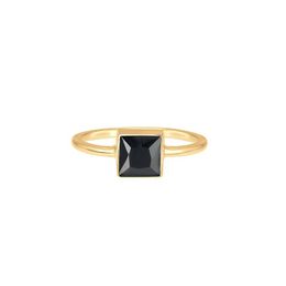 Elli Damen Fingerring &raquo; Ring Bandring Viereck Geo Zirkonia 925 Silber vergoldet&laquo; schwarz