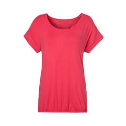 Vivance Damen Kurzarmshirt &raquo;mit Gummizug im Bund&laquo; aus weichem Viskose-Stretch orange 32/34