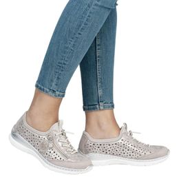 Rieker Damen Slip-On Sneaker , Schlupfschuh, Freizeitschuh, Halbschuh mit Schnellverschluss beige 41