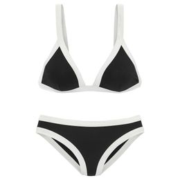 Venice Beach Damen Triangel-Bikini aus strukturierem Material schwarz-wei&szlig; 40, Cup C/D