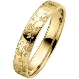 Firetti Damen Trauring &raquo;Schmuck Geschenk Gold 375 Hochzeit Ehering LIEBE Zweig Bl&auml;tter Blumen&laquo; Made in Germany - wahlweise mit oder ohne Brillant gold