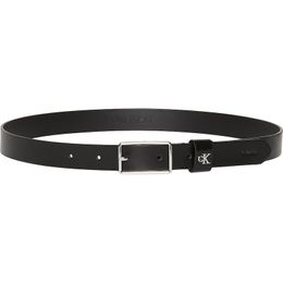 Calvin Klein Ledergürtel »SQUARE BUCKLE CK LOOP 25MM« Größenverstellbar BLACK / SHINY NICKEL