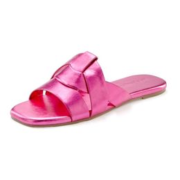 Lascana Damen Lascana Pantolette &raquo;Mule, Sommerschuh, offener Schuh, Sandale&laquo; im modischen Metallic Look mit raffinierten Riemchen VEGAN pink 38