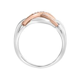 ZEEme Damen Fingerring &raquo;Silber 925 zweifarbig mit Unendlichkeits-Motiv&laquo; wei&szlig;