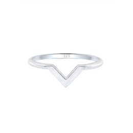 Elli Damen Fingerring &raquo;V-Form Matt Basic 925 Silber&laquo; silber