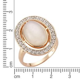 ZEEme Damen Fingerring &raquo;Silber 925 ros&eacute; vergoldet mit echtem Mondstein Zirkonia&laquo; rot