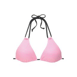 Buffalo Damen Triangel-Bikini-Top &raquo;Florida&laquo; mit kleinen Karos und Punkten, mit Doppeltr&auml;gern rosa 36, Cup C/D