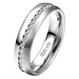 DOOSTI Damen DOOSTI Trauring &raquo;Schmuck Geschenk Edelstahl Trauring Ehering Partnerring LIEBE&laquo; wahlweise mit oder ohne Zirkonia silber