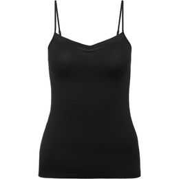 Calida Damen Calida Spaghettitop &raquo;Cate&laquo; Satin-Einsatz, Single Jersey Qualit&auml;t, elastisch, weich, feminin schwarz S (40/42)