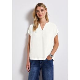 Street One Damen Street One Kurzarmbluse Split Neck wei&szlig; 34