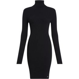 Calvin Klein Jeans Damen Jerseykleid &raquo;WOVEN LABEL TIGHT SWEATER DRESS&laquo; mit Rollkragen schwarz XS (34), N-Gr