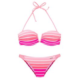 Venice Beach Damen Bandeau-Bikini mit herausnehmbaren Cups, abnehmbare Tr&auml;ger, mit seitlichen St&auml;bchen pink 34, Cup A/B