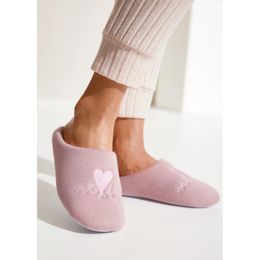 Vivance Damen Hausschuh &raquo;Pantolette, Pantoffel, Clog,&laquo; mit verspieltem Schriftzug VEGAN rosa 37