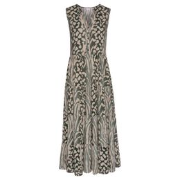 Lascana Damen Lascana Maxikleid mit Animalprint und Knopfleiste, Sommerkleid, Strandkleid gr&uuml;n 36, N-Gr