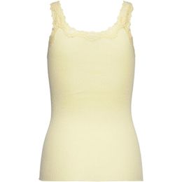 rosemunde Damen rosemunde Spitzentop &raquo;Babette Silk Top&laquo; umgedrehter Vintage-Spitzenbesatz, feminin, bequem, Seidenmix gelb XL