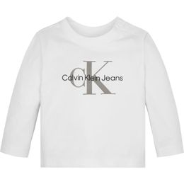 Calvin Klein Jeans M&auml;dchen Langarmshirt &raquo;MONOGRAM LS T-SHIRT&laquo; f&uuml;r Babys bis 2 Jahre, mit gro&szlig;em Druck wei&szlig; 74
