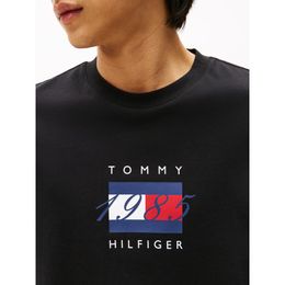 Tommy Hilfiger Herren Langarmshirt &raquo;LINEAR FLAG GRAPHIC&laquo; Jersey, Rundhals, Regular Fit, Longsleeve schwarz XL