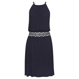 Vivance Damen mit H&auml;keleinsatz in der Taille, kurzes Jerseykleid blau 40, N-Gr