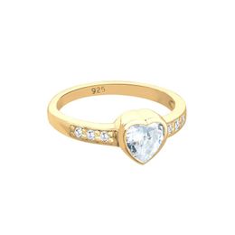 Elli Damen Fingerring &raquo;Herz Zirkonia Symbol Verlobung 925 Silber&laquo; gold