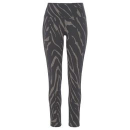 Lascana Damen Lascana Leggings mit Zebramuster und breitem Bund, Loungewear grau 36/38, N-Gr