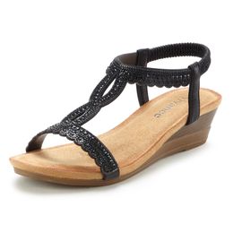 Vivance Damen Sandalette &raquo;Sommerschuh&laquo; Sandale, Sommerschuh mit Glitzerdetails und elastischem Riemchen VEGAN schwarz 42