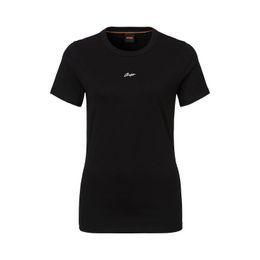 BOSS Orange Damen BOSS Orange T-Shirt &raquo;Elogo Premium Damenmode&laquo; mit Label-Stitching schwarz L (40)