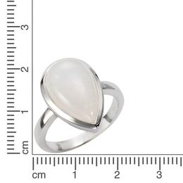 JAMELLI Damen Fingerring &raquo;Silber 925 rhodiniert mit echtem Rainbow Mondstein 17x10,5mm&laquo; wei&szlig;