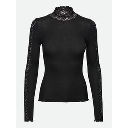 rosemunde Longsleeve »Beatha lace longsleeve« Vintage-Spitze an Kragen und Ärmeln, feminin, Seide- /Baumwollmischung schwarz L L Spitzentop von...