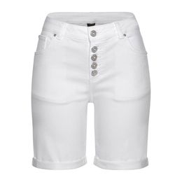 Lascana Damen Lascana Bermudas mit Knopfleiste, Baumwollstretch, kurze Hose wei&szlig; 44, N-Gr