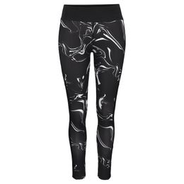 active by Lascana Lascana Active Damen LASCANA ACTIVE Leggings &raquo;Black Marble&laquo; Sporthose mit Mesh wei&szlig; 32/34, N-Gr