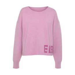 ELBSAND Damen Strickpullover aus hochwertigem Strick mit eingestricktem Logo, Loungewear rosa 36/38