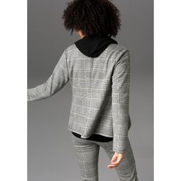 Aniston Casual Damen Aniston CASUAL Sweatblazer im Karo-Dessin grau 40