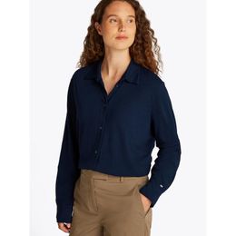Tommy Hilfiger Damen Klassische Bluse &raquo;CASUAL BTN DOWN SHIRT LS&laquo; mit Metalllabel blau L (40)