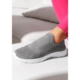 Lascana Damen Lascana Sneaker Slipper, Halbschuh ultraleicht und zum Reinschl&uuml;pfen VEGAN grau 38