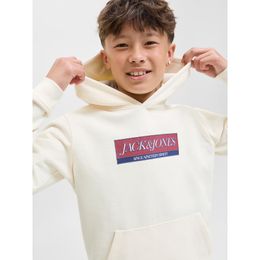 Jack & Jones Jack & Jones Junior Jungen Kapuzensweatshirt &raquo;JORINWOOD BLOCK BRANDING SWEAT NOOS JNR&laquo; wei&szlig; 176