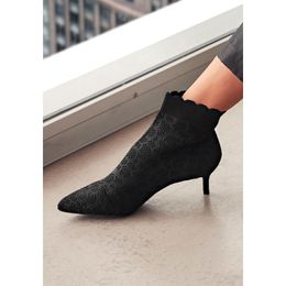 Lascana Damen Lascana Ankleboots &raquo;Sock Boot,&laquo; High Heel Stiefelette, Stiefel, kleiner Absatz & elastischer Spitze schwarz 38