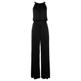 s.Oliver Overall mit breitem Smokeinsatz, langer Jumpsuit aus Viskosejersey schwarz 34, N-Gr Overall
