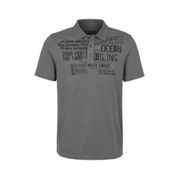 John Devin Herren Poloshirt &raquo;mit Print&laquo; Regular-Fit, aus Slub-Qualit&auml;t, mit Print grau M (48/50)
