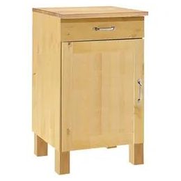 Unterschrank Home Affaire "Alby", beige (natur gebeizt, gewachst), B:50cm H:85cm T:50cm, Schr&auml;nke, Unterschrank, Breite 50 cm, 1 T&uuml;r, 1 Schublade