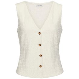 Lascana Damen Lascana Tanktop mit V-Ausschnitt, Sommertop, Anzugweste aus modischer Strukturware beige 32/34