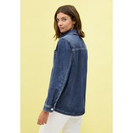 Cecil Damen Jeansjacke ohne Kapuze Denim-Overshirt mit Knopfleiste und Brusttaschen blau M (40)