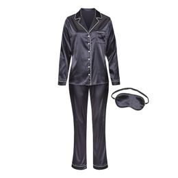 s.Oliver Damen s.Oliver Pyjama Set, 3-teilig, incl. Schlafmaske blau 46