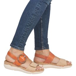 Remonte Damen Keilsandalette Sommerschuh, Riemchensandale, praktische Klettverschl&uuml;sse orange 36